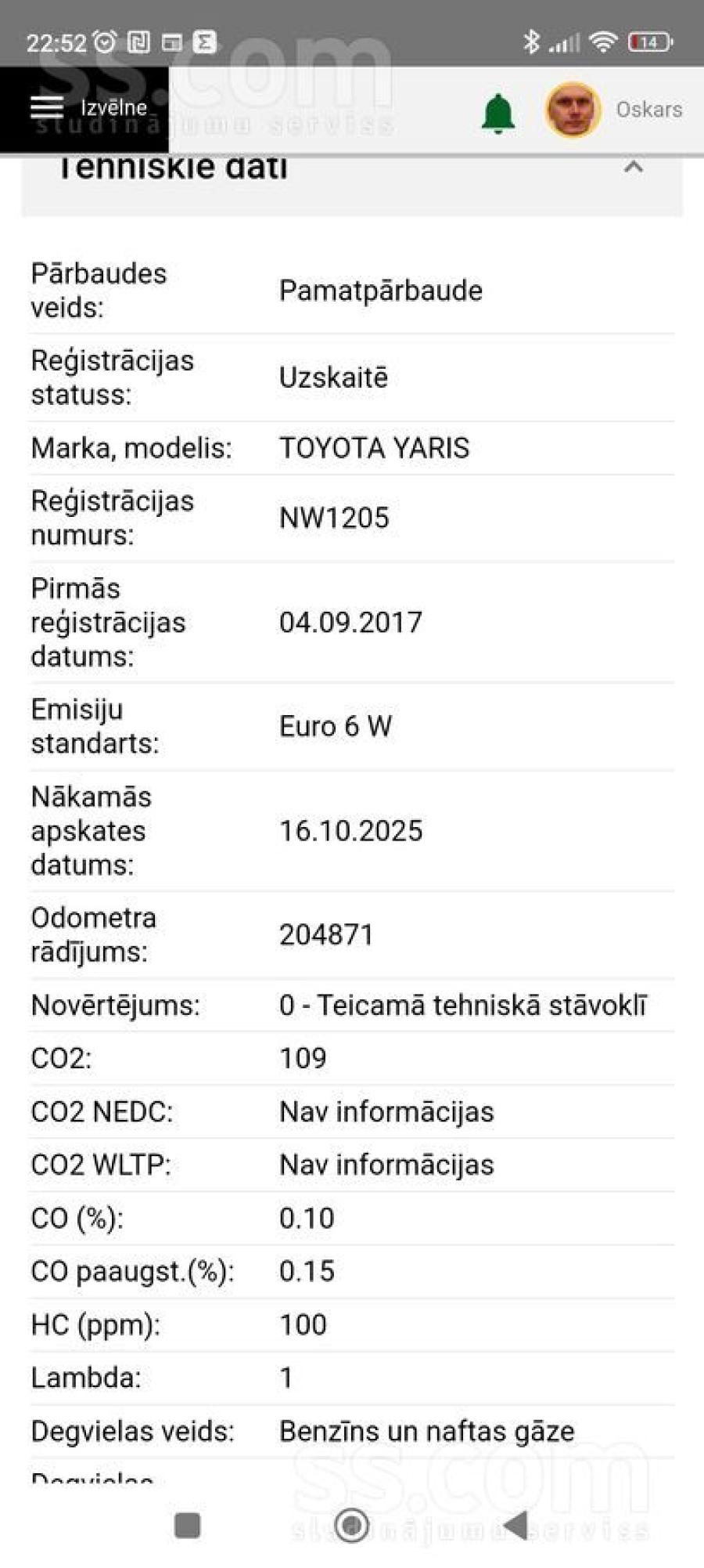 Toyota Yaris 2017 in Riga, with an engine capacity of 1.50 L and mileage of 207 thousand km for 16400 €, photo 21 on AUTOMOTO.COM.LV