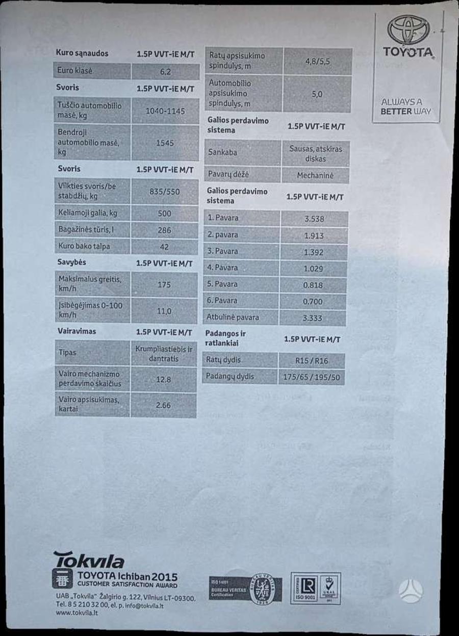 Красный Тойота Ярис 2020 в Вильнюс, объемом двигателя 1.50 л и пробегом 61 тыс. км за 10700 €, фото 11 на AUTOMOTO.COM.LV