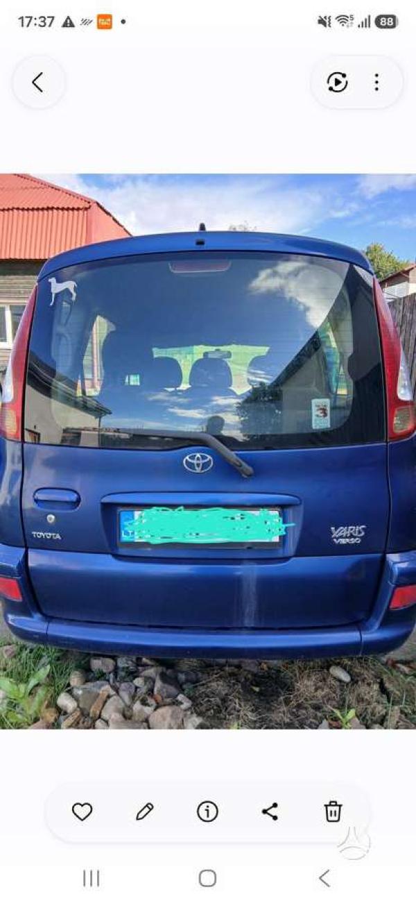 Zils Toyota Yaris Verso 2004 Viļņa, ar dzinēja tilpumu 1.30 L un nobraukumu 205 tūkst. km par 1500 €, foto 1 vietnē AUTOMOTO.COM.LV