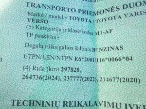 Grey Toyota Yaris Verso 2003 in Vilnius, with an engine capacity of 1.30 L and mileage of 298 thousand km for 2790 €, photo 6 on AUTOMOTO.COM.LV