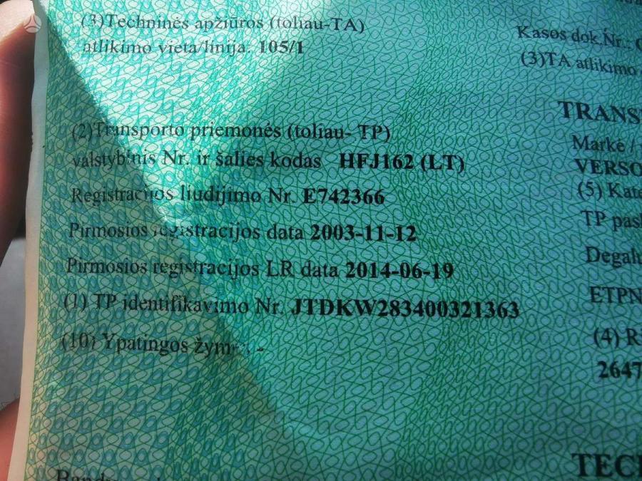 Серый Тойота Ярис Версо 2003 в Вильнюс, объемом двигателя 1.30 л и пробегом 298 тыс. км за 2790 €, фото 19 на AUTOMOTO.COM.LV