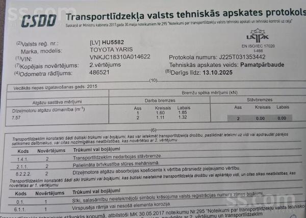Белый Тойота Ярис 2004 в Екабпилс, объемом двигателя 1.40 л и пробегом 487 тыс. км за 500 €, фото 6 на AUTOMOTO.COM.LV