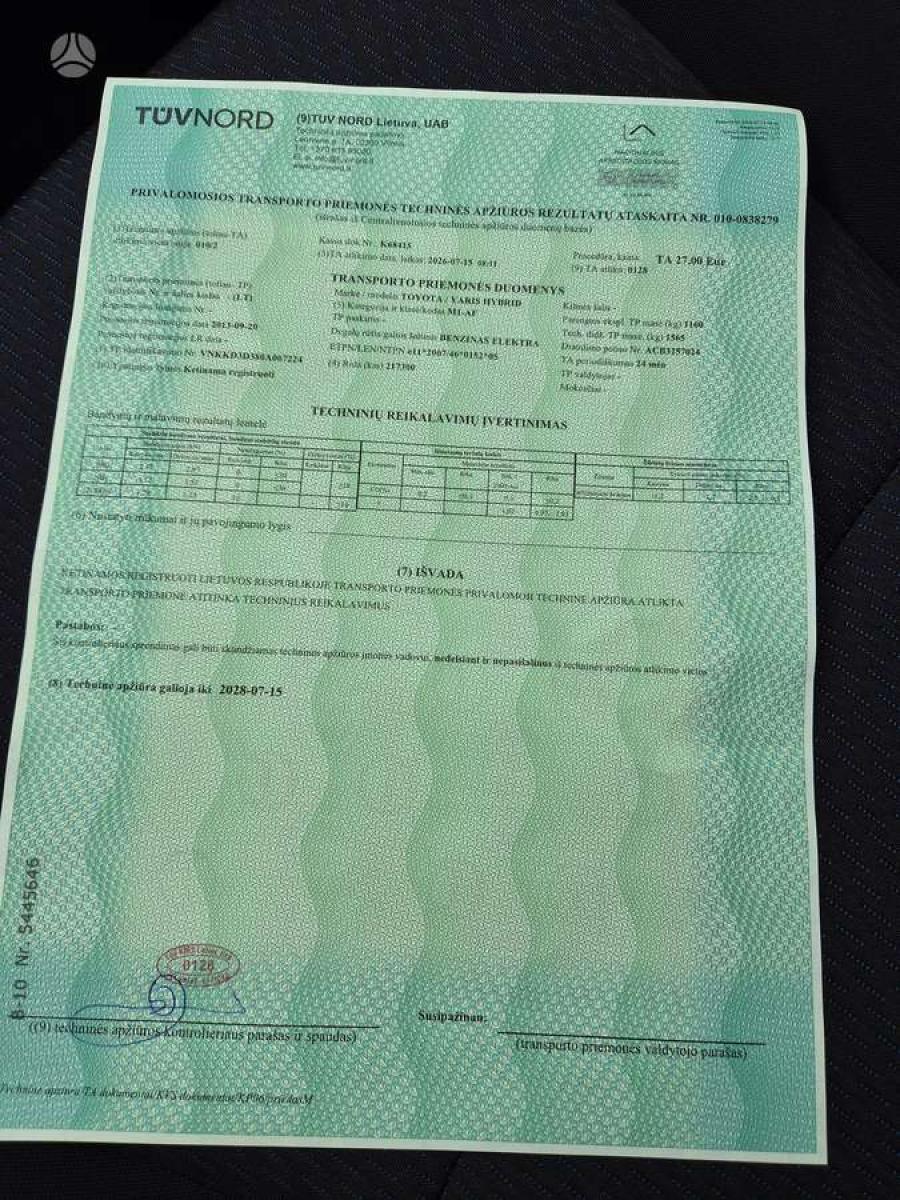 Белый Тойота Ярис 2013 в Вильнюс, объемом двигателя 1.50 л и пробегом 217 тыс. км за 6950 €, фото 21 на AUTOMOTO.COM.LV