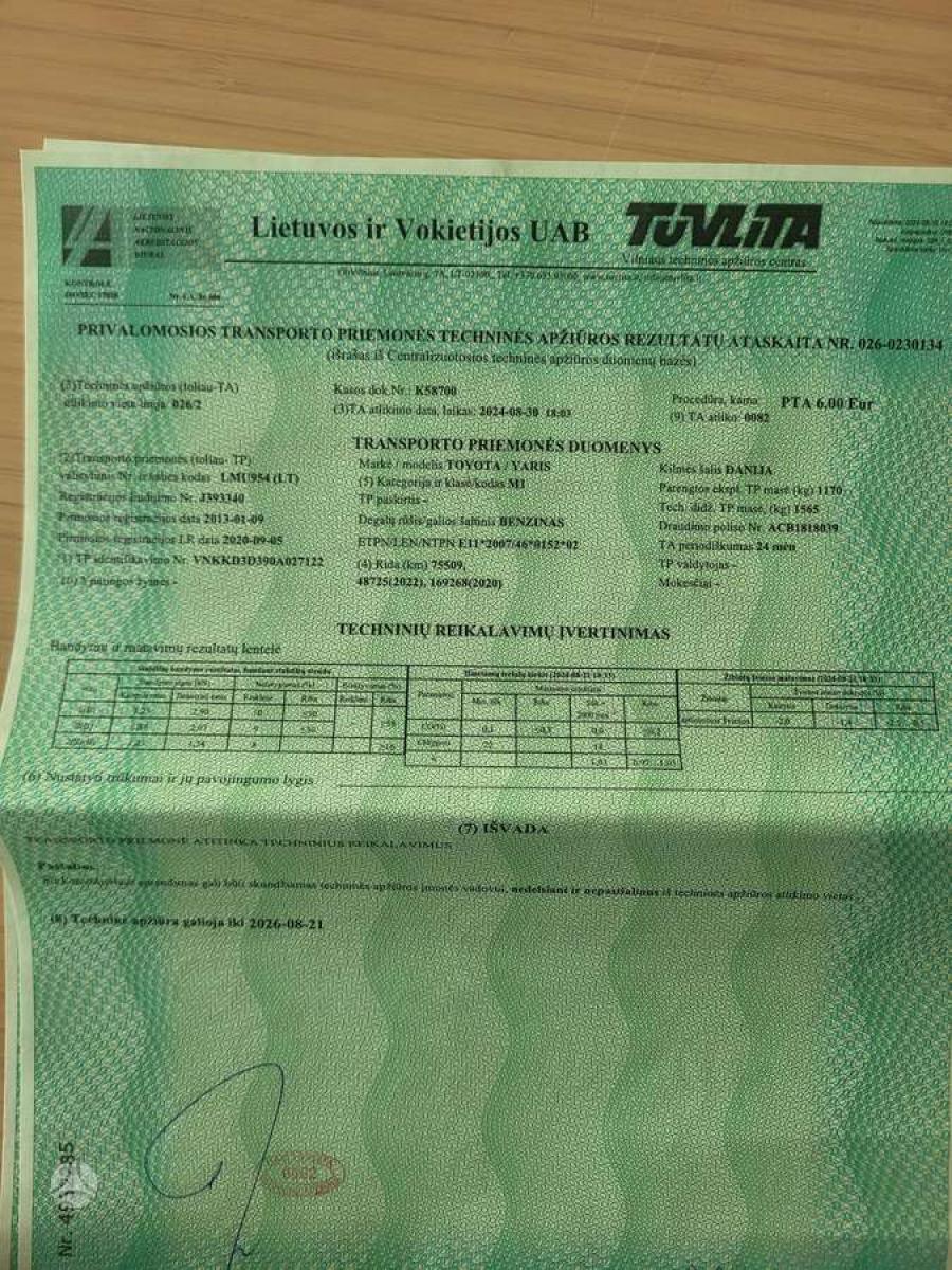 Белый Тойота Ярис 2013 в Вильнюс, объемом двигателя 1.50 л и пробегом 253 тыс. км за 4800 €, фото 11 на AUTOMOTO.COM.LV