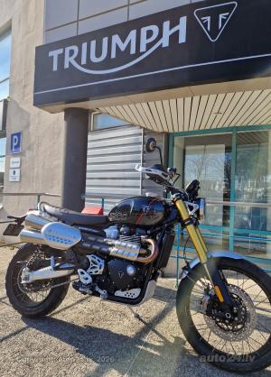 Melns Triumph Scrambler 2025 Tallina, ar dzinēja tilpumu 1.20 L un nobraukumu 6 tūkst. km par 12900 €, foto 1 vietnē AUTOMOTO.COM.LV