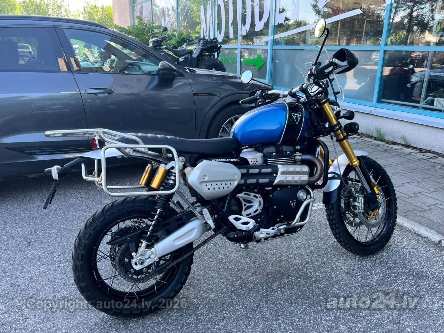 Blue Triumph Scrambler 2019 in Kuressaare, with an engine capacity of 1.20 L and mileage of 23 thousand km for 10200 €, photo 1 on AUTOMOTO.COM.LV
