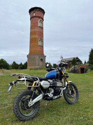 Blue Triumph Scrambler 2019 in Kuressaare, with an engine capacity of 1.20 L and mileage of 23 thousand km for 10200 €, photo 5 on AUTOMOTO.COM.LV