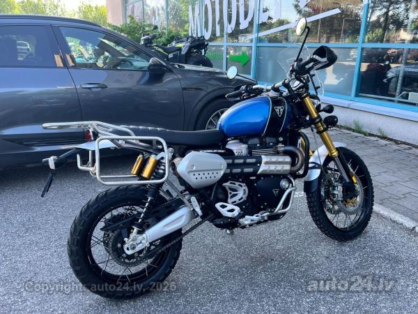Blue Triumph Scrambler 2019 in Kuressaare, with an engine capacity of 1.20 L and mileage of 23 thousand km for 10200 €, photo 1 on AUTOMOTO.COM.LV