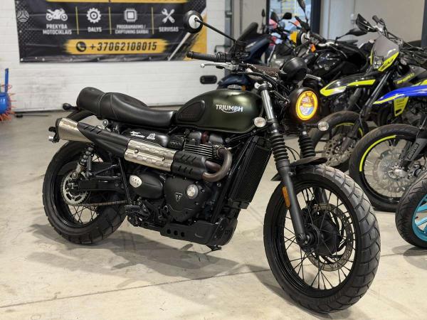 Зеленый Триумф Scrambler 2017 в Шяуляй, объемом двигателя 0.90 л и пробегом 23 тыс. км за 4990 €, фото 1 на AUTOMOTO.COM.LV