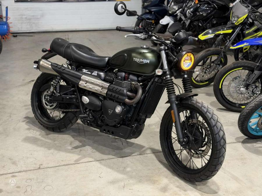 Зеленый Триумф Scrambler 2017 в Шяуляй, объемом двигателя 0.90 л и пробегом 23 тыс. км за 4990 €, фото 4 на AUTOMOTO.COM.LV