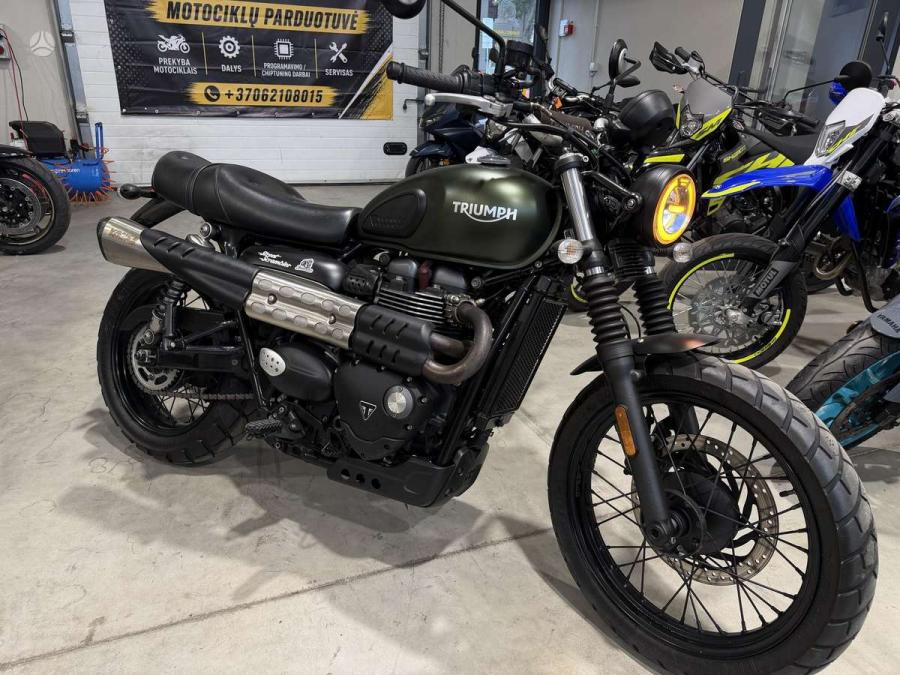 Зеленый Триумф Scrambler 2017 в Шяуляй, объемом двигателя 0.90 л и пробегом 23 тыс. км за 4990 €, фото 5 на AUTOMOTO.COM.LV