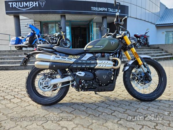 Green Triumph Scrambler 2026 in Tallinn, with an engine capacity of 0.90 L and mileage of 1 thousand km for 13890 €, photo 2 on AUTOMOTO.COM.LV