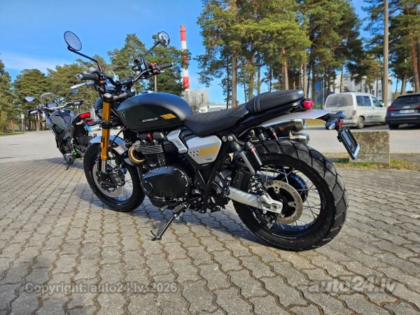 Green Triumph Scrambler 2026 in Tallinn, with an engine capacity of 0.90 L and mileage of 1 thousand km for 13890 €, photo 4 on AUTOMOTO.COM.LV