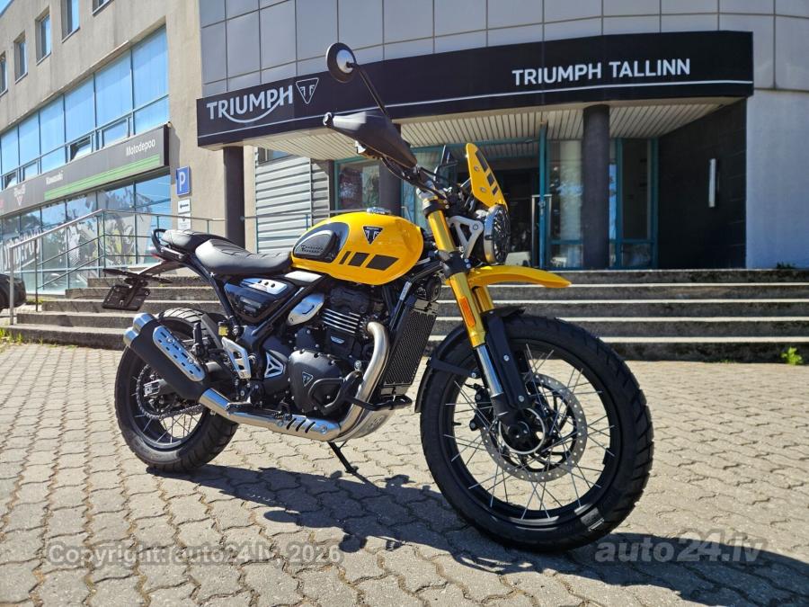 Желтый Триумф Scrambler 2026 в Таллин, объемом двигателя 0.40 л и пробегом 1 тыс. км за 8590 €, фото 1 на AUTOMOTO.COM.LV