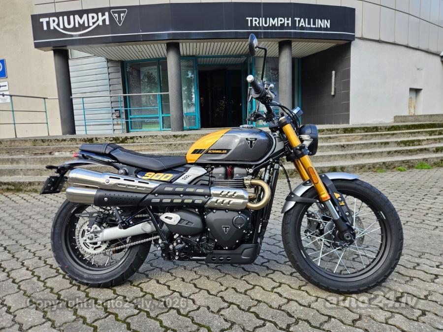 Yellow Triumph Scrambler 2026 in Tallinn, with an engine capacity of 0.90 L and mileage of 0 thousand km for 13890 €, photo 3 on AUTOMOTO.COM.LV