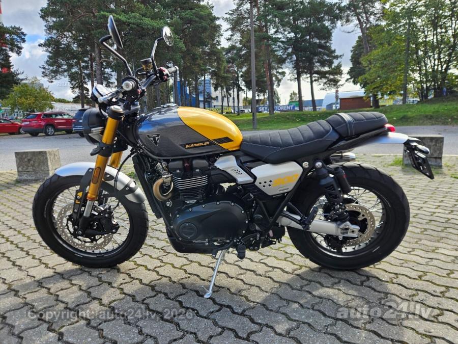 Yellow Triumph Scrambler 2026 in Tallinn, with an engine capacity of 0.90 L and mileage of 0 thousand km for 13890 €, photo 6 on AUTOMOTO.COM.LV