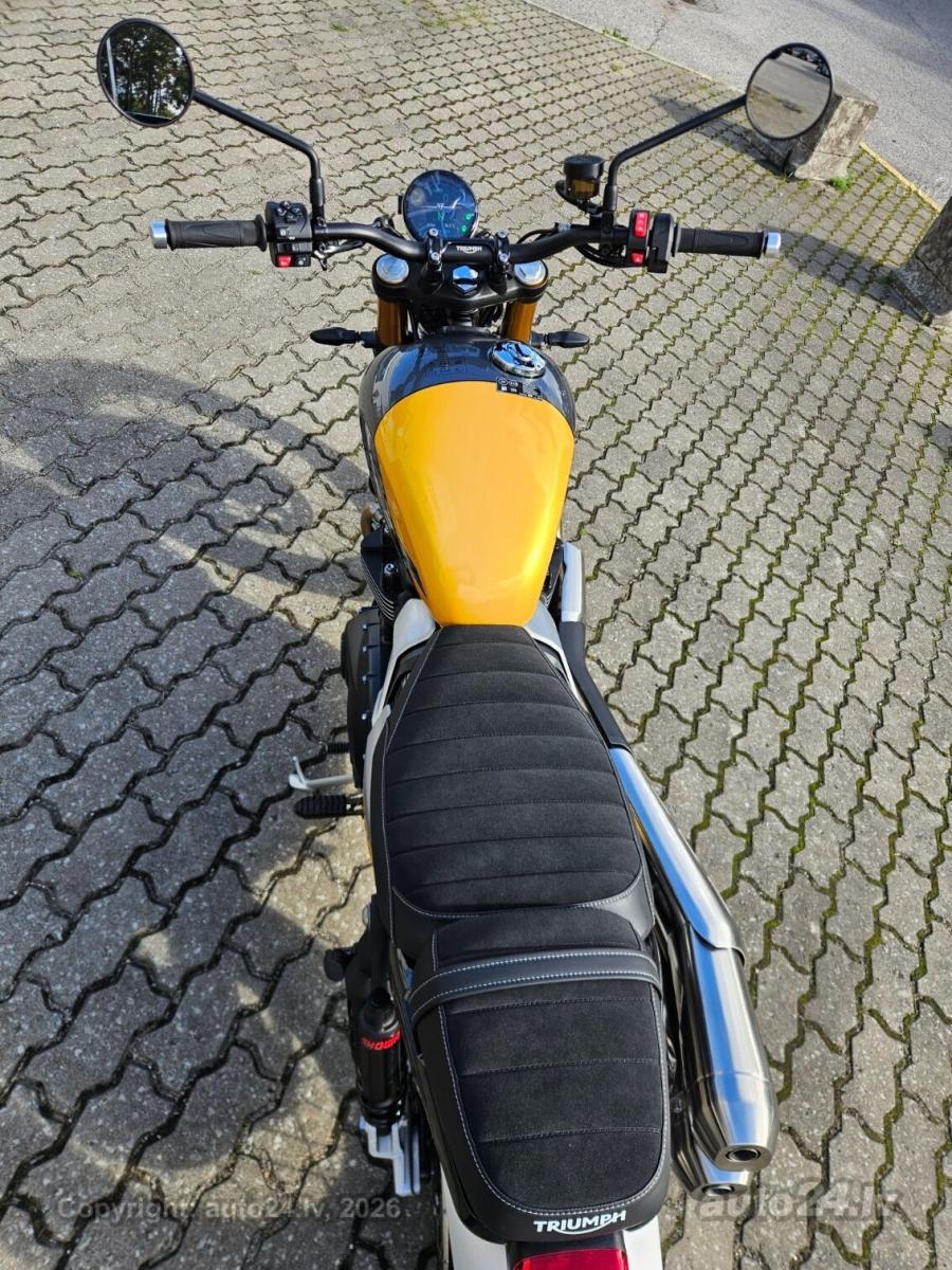 Yellow Triumph Scrambler 2026 in Tallinn, with an engine capacity of 0.90 L and mileage of 0 thousand km for 13890 €, photo 9 on AUTOMOTO.COM.LV