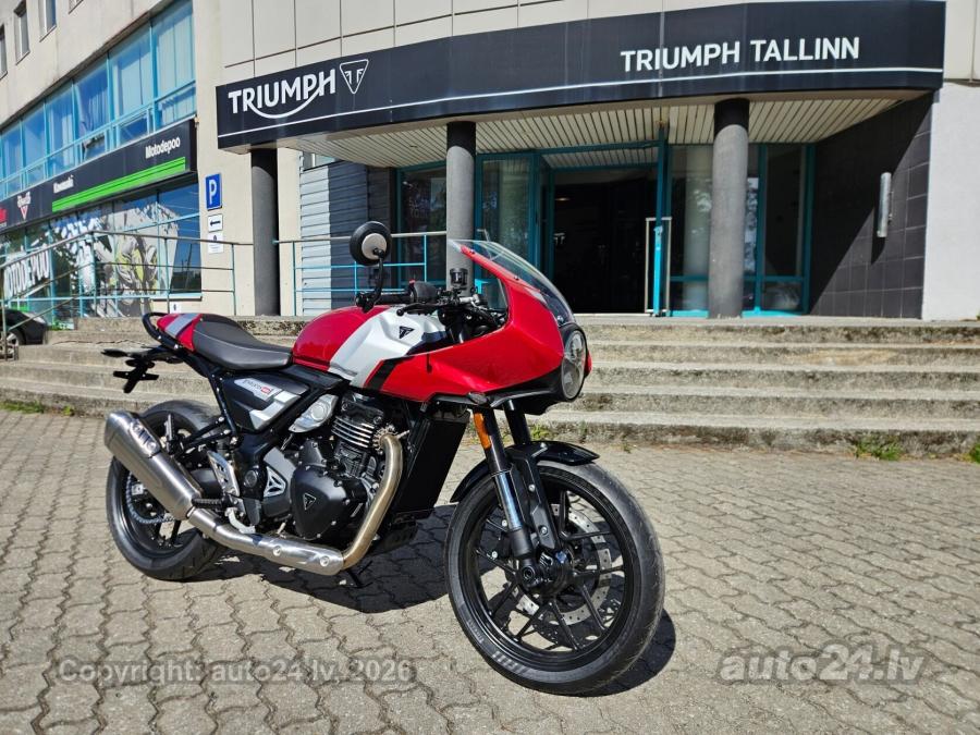 Red Triumph Thruxton 2026 in Tallinn, with an engine capacity of 0.00 L and mileage of 1 thousand km for 7790 €, photo 1 on AUTOMOTO.COM.LV