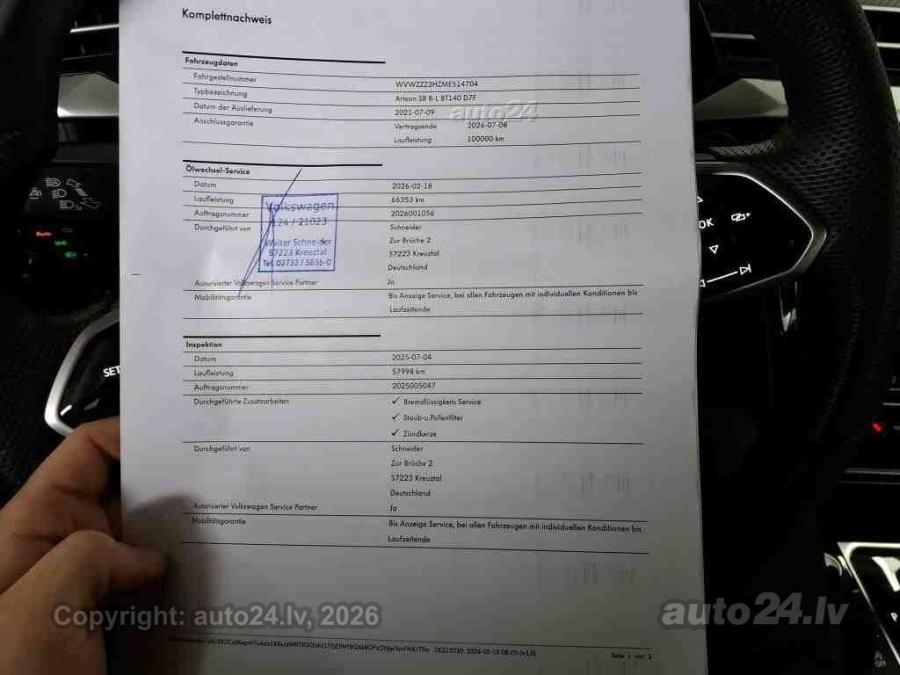 Black Volkswagen Arteon 2021 in Tallinn, with an engine capacity of 2.00 L and mileage of 67 thousand km for 28500 €, photo 21 on AUTOMOTO.COM.LV