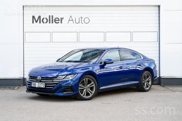 Blue Volkswagen Arteon 2021 in Riga, with an engine capacity of 2.00 L and mileage of 43 thousand km for 25950 €, photo 1 on AUTOMOTO.COM.LV