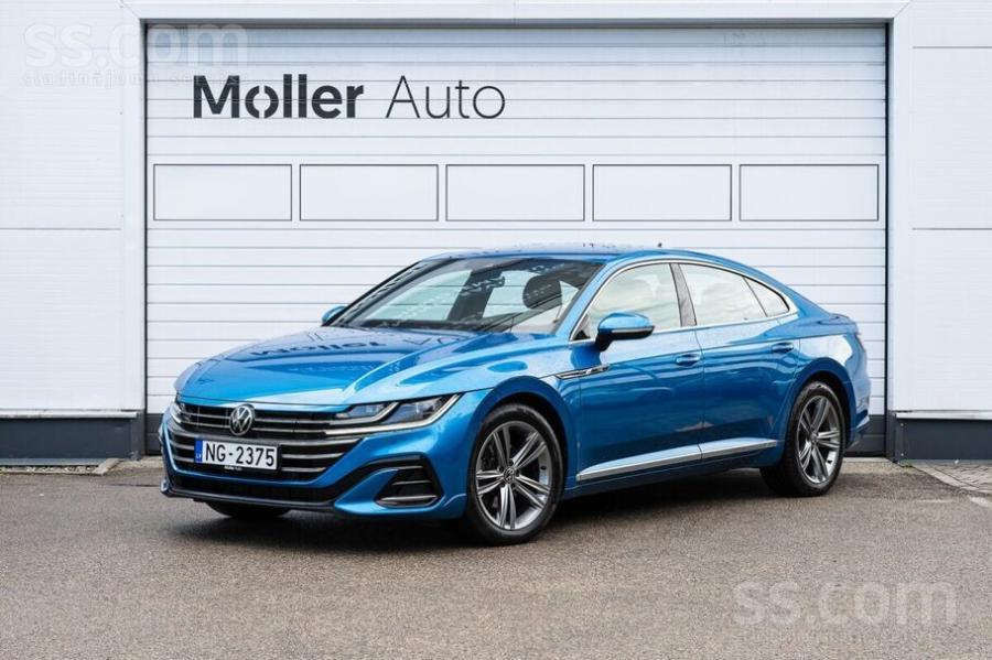 Blue Volkswagen Arteon 2022 in Riga, with an engine capacity of 1.40 L and mileage of 72 thousand km for 22950 €, photo 1 on AUTOMOTO.COM.LV