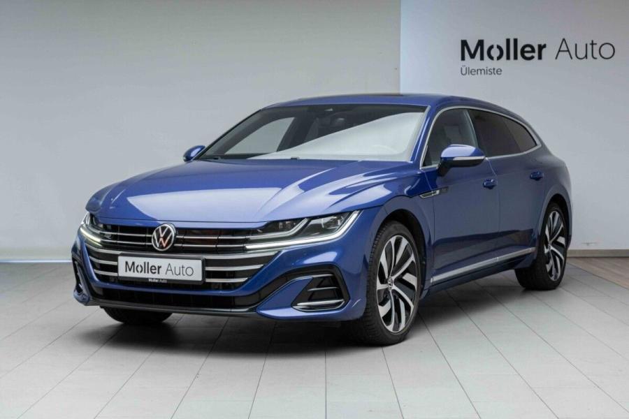 Blue Volkswagen Arteon 2021 in Peetri, with an engine capacity of 1.40 L and mileage of 97 thousand km for 34400 €, photo 1 on AUTOMOTO.COM.LV
