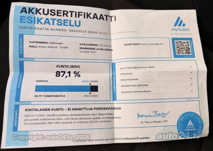 Серый Фольксваген Артеон 2022 в Тарту, объемом двигателя 1.40 л и пробегом 126 тыс. км за 25400 €, фото 16 на AUTOMOTO.COM.LV