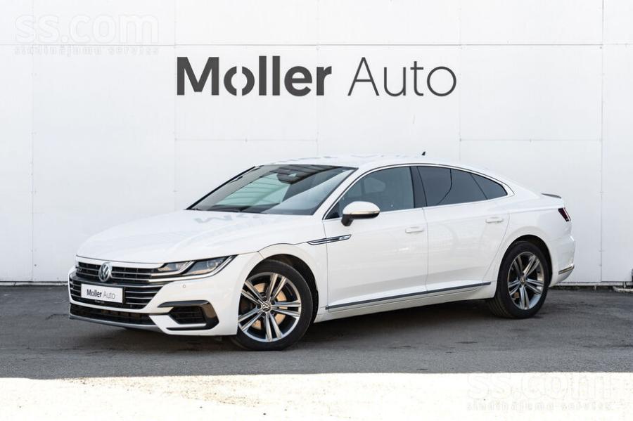 White Volkswagen Arteon 2019 in Riga, with an engine capacity of 2.00 L and mileage of 123 thousand km for 29990 €, photo 1 on AUTOMOTO.COM.LV