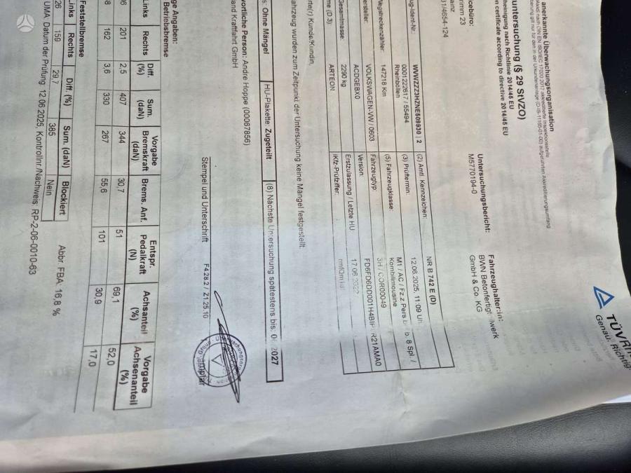 Белый Фольксваген Артеон 2022 в Вильнюс, объемом двигателя 1.40 л и пробегом 185 тыс. км за 19800 €, фото 16 на AUTOMOTO.COM.LV