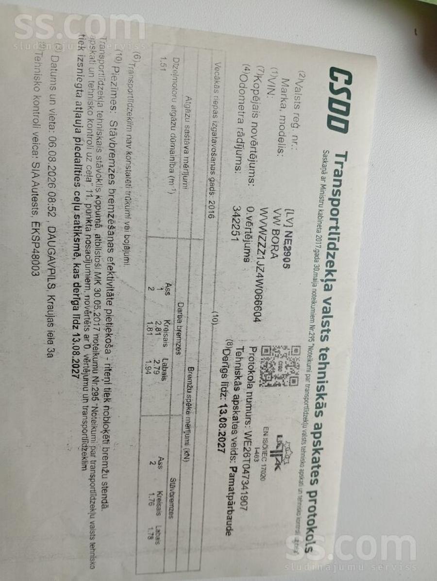 Zils Volkswagen Bora 2003 Rīga, ar dzinēja tilpumu 1.90 L un nobraukumu 342 tūkst. km par 2200 €, foto 7 vietnē AUTOMOTO.COM.LV