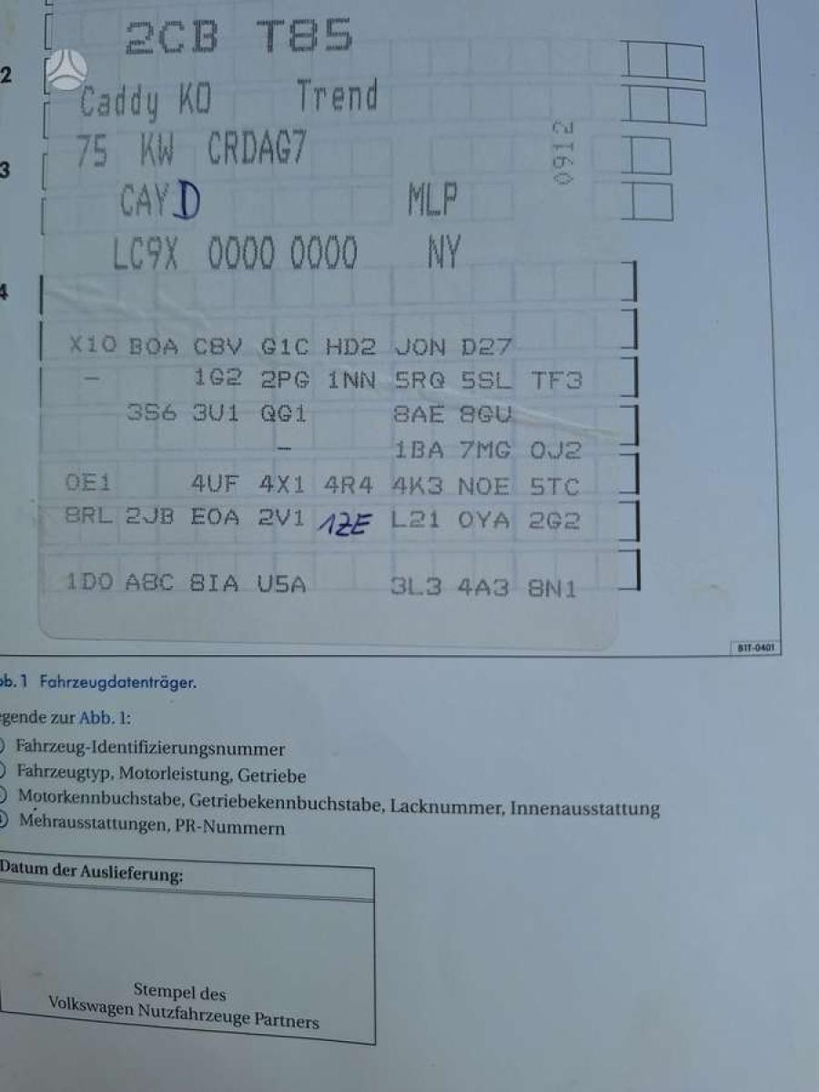 Черный Фольксваген Кадди 2011 в Юрбаркас, объемом двигателя 1.60 л и пробегом 182 тыс. км за 6350 €, фото 21 на AUTOMOTO.COM.LV