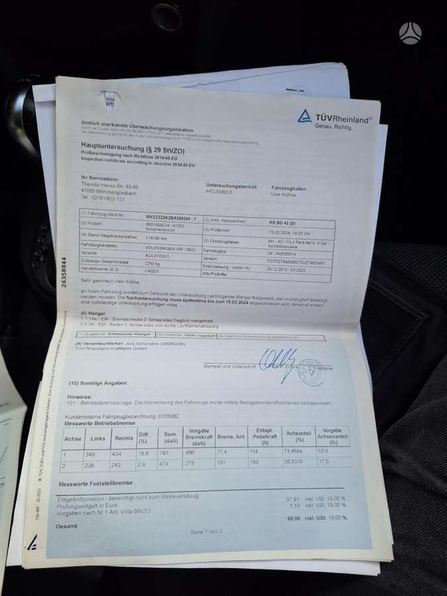Черный Фольксваген Кадди 2011 в Юрбаркас, объемом двигателя 1.60 л и пробегом 182 тыс. км за 6350 €, фото 23 на AUTOMOTO.COM.LV