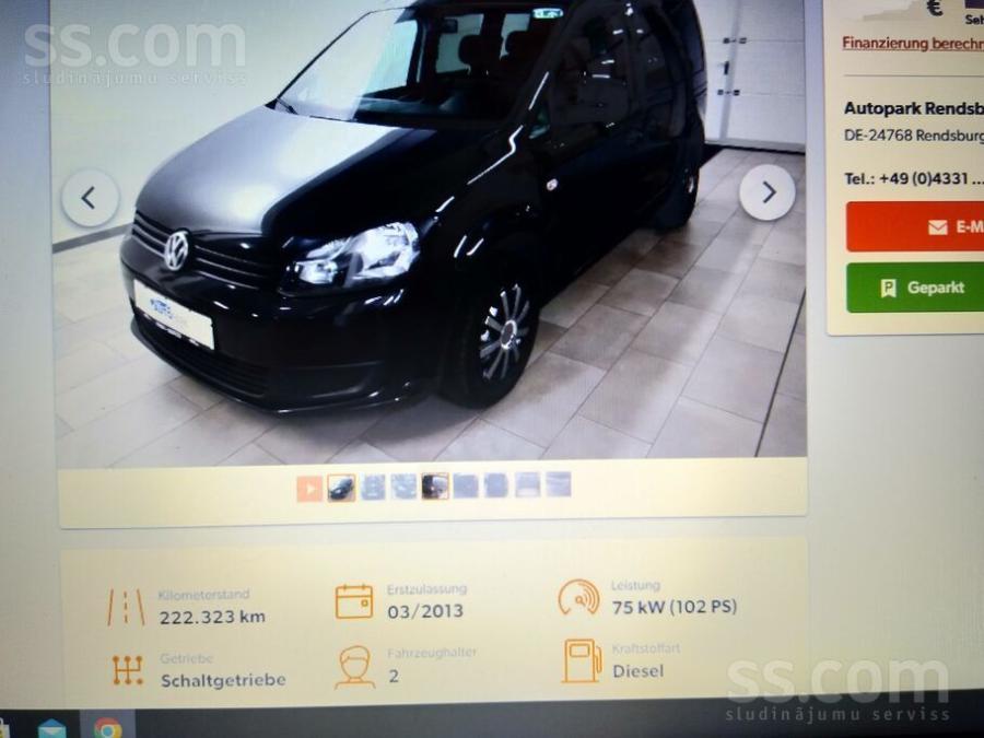 Black Volkswagen Caddy 2013 in Riga, with an engine capacity of 1.60 L and mileage of 223 thousand km for 6698 €, photo 21 on AUTOMOTO.COM.LV