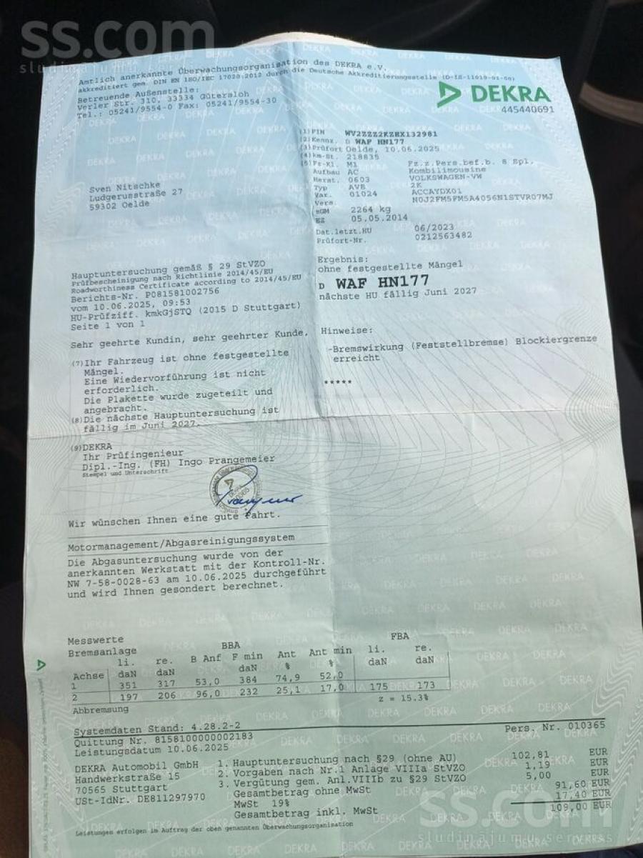 Blue Volkswagen Caddy 2014 in Daugavpils, with an engine capacity of 1.60 L and mileage of 229 thousand km for 6950 €, photo 23 on AUTOMOTO.COM.LV