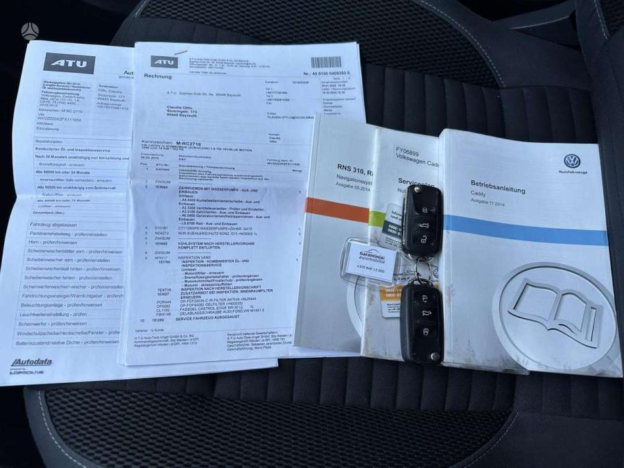 Blue Volkswagen Caddy 2015 in Vilnius, with an engine capacity of 1.60 L and mileage of 227 thousand km for 9250 €, photo 22 on AUTOMOTO.COM.LV