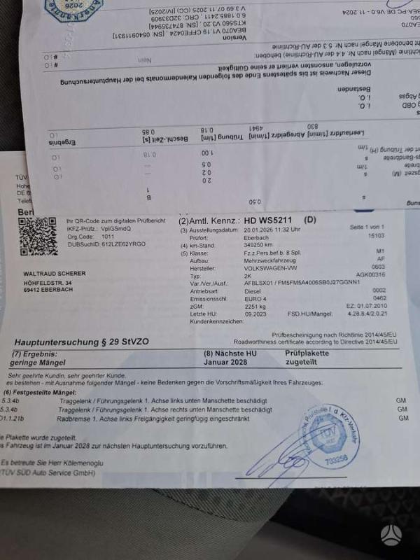 Серый Фольксваген Кадди 2010 в Утена, объемом двигателя 1.90 л и пробегом 350 тыс. км за 3700 €, фото 2 на AUTOMOTO.COM.LV