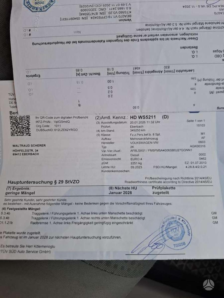 Серый Фольксваген Кадди 2010 в Утена, объемом двигателя 1.90 л и пробегом 350 тыс. км за 3700 €, фото 3 на AUTOMOTO.COM.LV