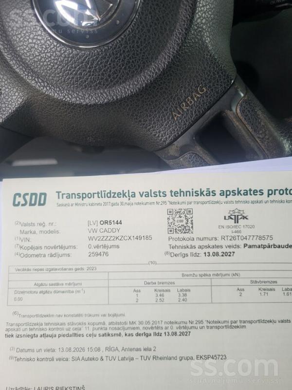 Grey Volkswagen Caddy 2012 in Riga, with an engine capacity of 1.60 L and mileage of 259 thousand km for 4350 €, photo 6 on AUTOMOTO.COM.LV