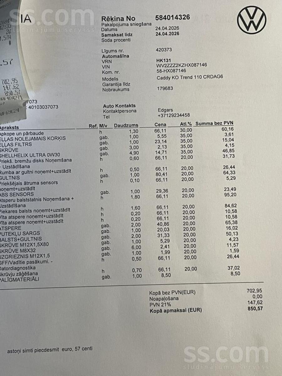 Pelēks Volkswagen Caddy 2017 Rīga, ar dzinēja tilpumu 2.00 L un nobraukumu 180 tūkst. km par 11200 €, foto 9 vietnē AUTOMOTO.COM.LV
