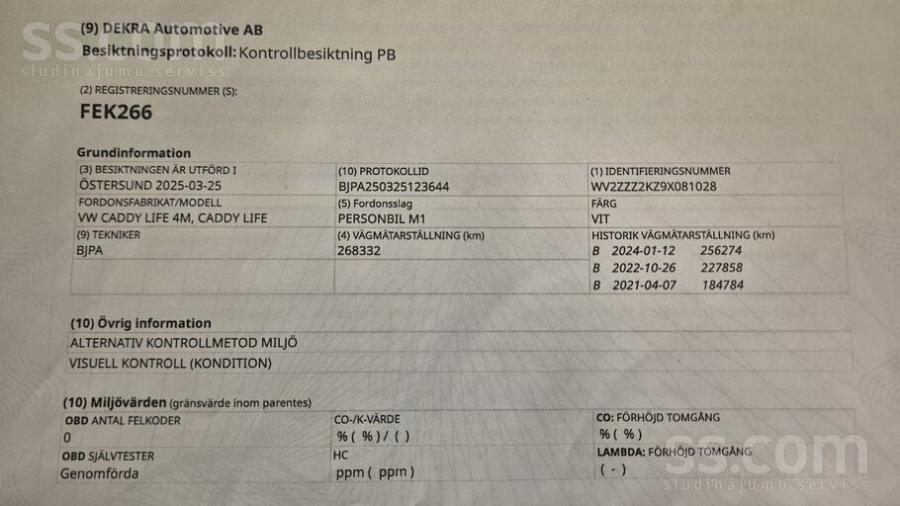 Белый Фольксваген Кадди 2009 в Добеле, объемом двигателя 1.90 л и пробегом 271 тыс. км за 5970 €, фото 16 на AUTOMOTO.COM.LV