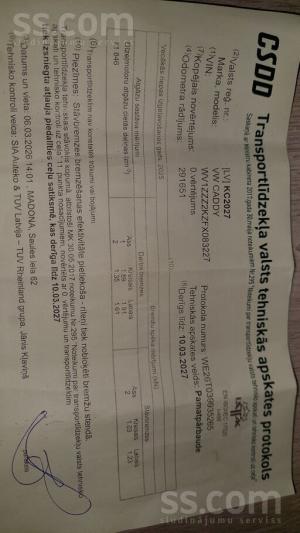 Белый Фольксваген Кадди 2015 в Мадона, объемом двигателя 1.60 л и пробегом 297 тыс. км за 6000 €, фото 5 на AUTOMOTO.COM.LV