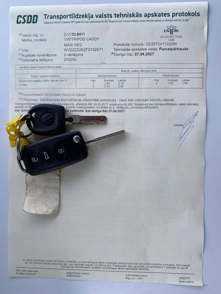 Белый Фольксваген Кадди 2015 в Цесис, объемом двигателя 1.60 л и пробегом 243 тыс. км за 6999 €, фото 29 на AUTOMOTO.COM.LV