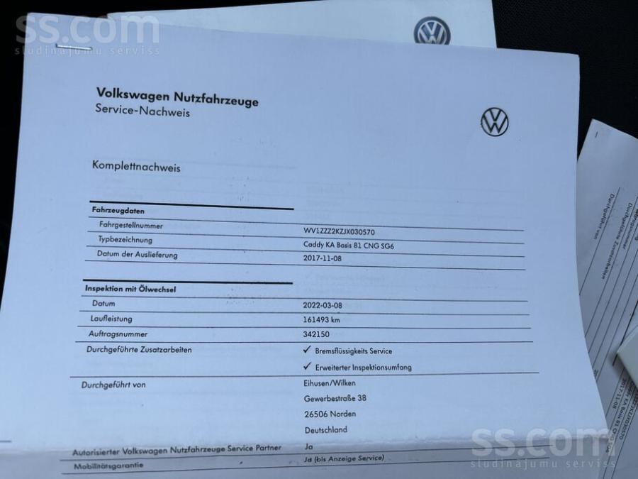 White Volkswagen Caddy 2017 in Ogre, with an engine capacity of 1.40 L and mileage of 233 thousand km for 6900 €, photo 20 on AUTOMOTO.COM.LV