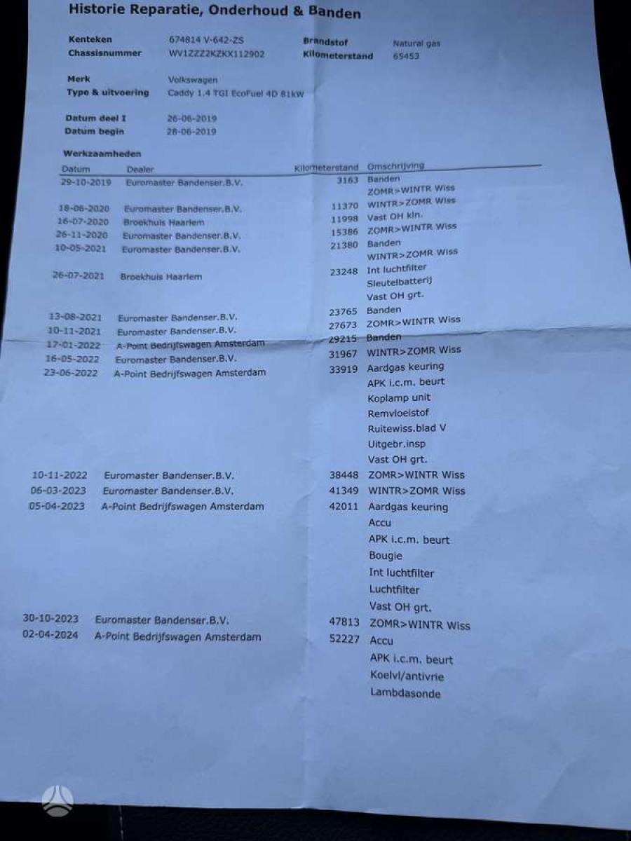 Белый Фольксваген Кадди 2019 в Каунас, объемом двигателя 1.40 л и пробегом 70 тыс. км за 9900 €, фото 12 на AUTOMOTO.COM.LV