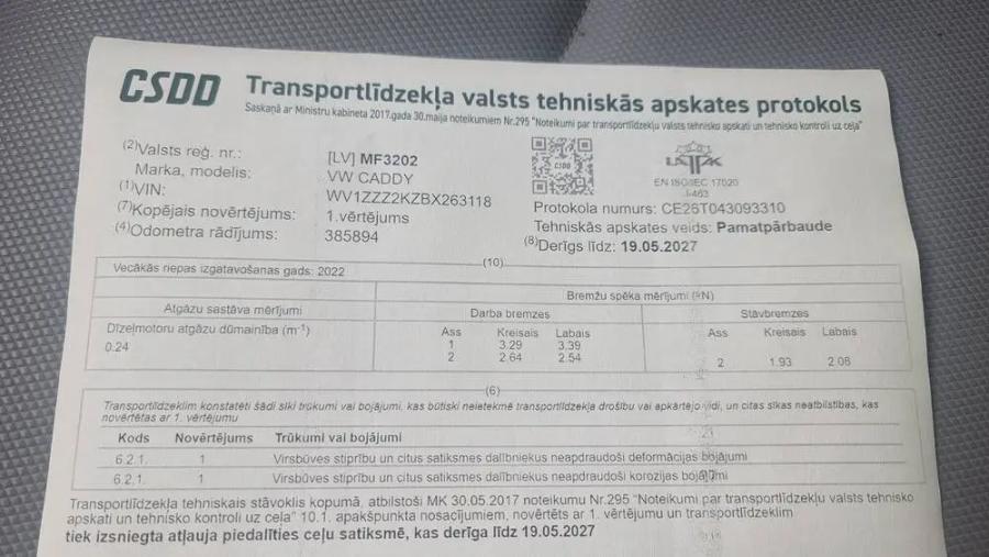 Белый Фольксваген Кадди 2011 в Цесис, объемом двигателя 1.60 л и пробегом 386 тыс. км за 3800 €, фото 20 на AUTOMOTO.COM.LV