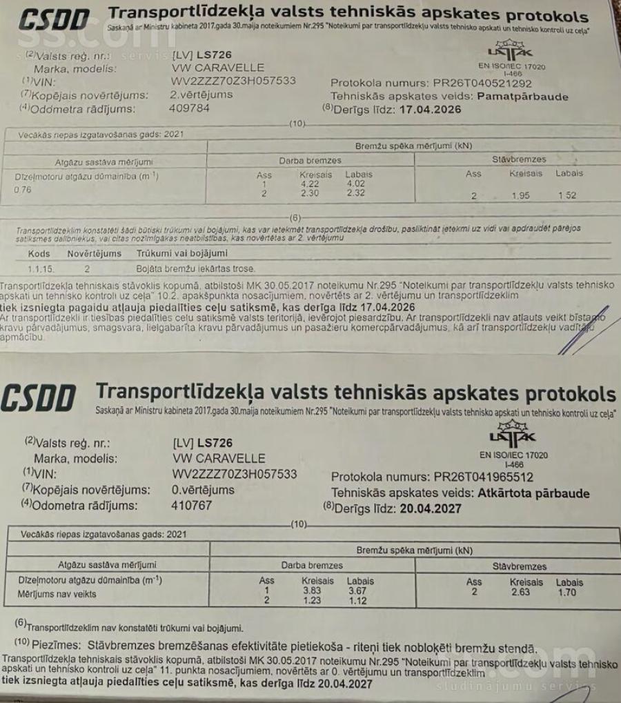Blue Volkswagen Caravelle 2002 in Preili, with an engine capacity of 2.50 L and mileage of 416 thousand km for 9500 €, photo 15 on AUTOMOTO.COM.LV