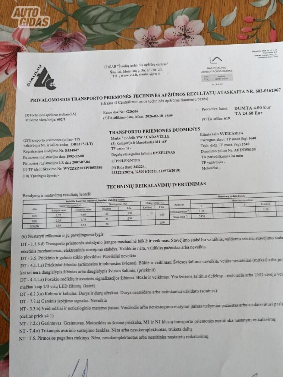 Серый Фольксваген Каравелла 1992 в Шяуляй, объемом двигателя 2.40 л и пробегом 344 тыс. км за 1350 €, фото 6 на AUTOMOTO.COM.LV