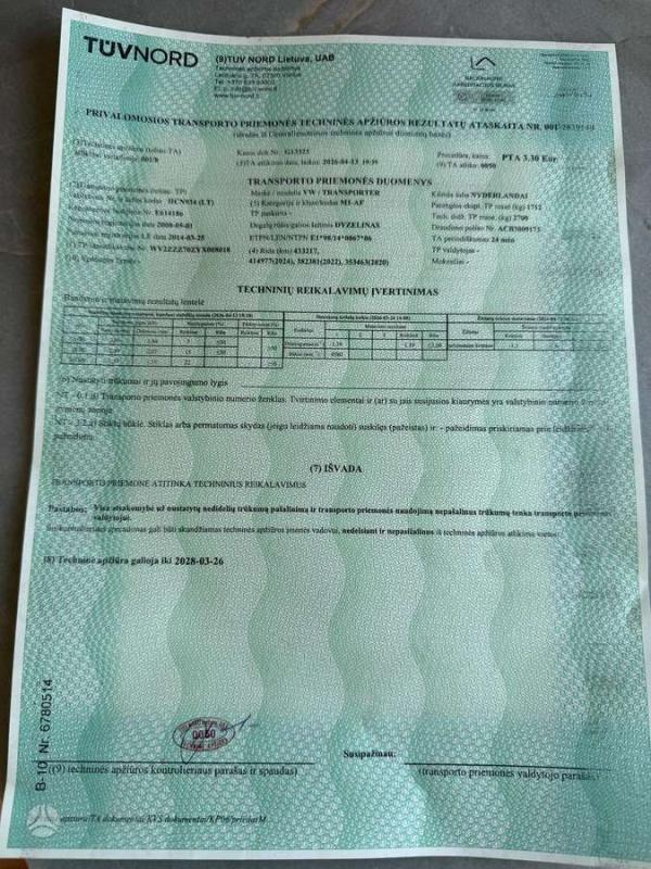 Желтый Фольксваген Каравелла 2001 в Каунас, объемом двигателя 2.50 л и пробегом 430 тыс. км за 2999 €, фото 9 на AUTOMOTO.COM.LV