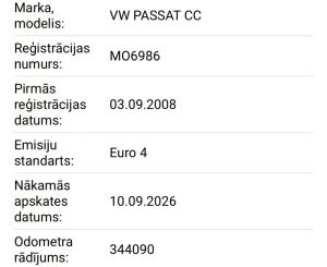 Черный Фольксваген CC / Passat CC 2008 в Рига, объемом двигателя 2.00 л и пробегом 345 тыс. км за 3990 €, фото 33 на AUTOMOTO.COM.LV