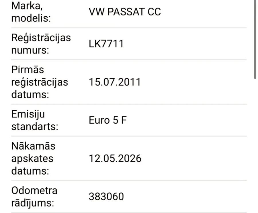 Черный Фольксваген CC / Passat CC 2011 в Рига, объемом двигателя 2.00 л и пробегом 384 тыс. км за 3990 €, фото 23 на AUTOMOTO.COM.LV